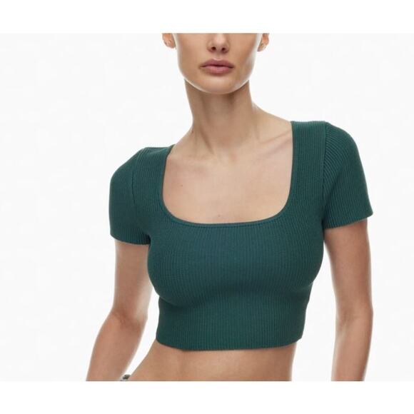 Babaton | Tops | Babaton Aritzia Sculpt Knit Green Cropped Top Stretch ...